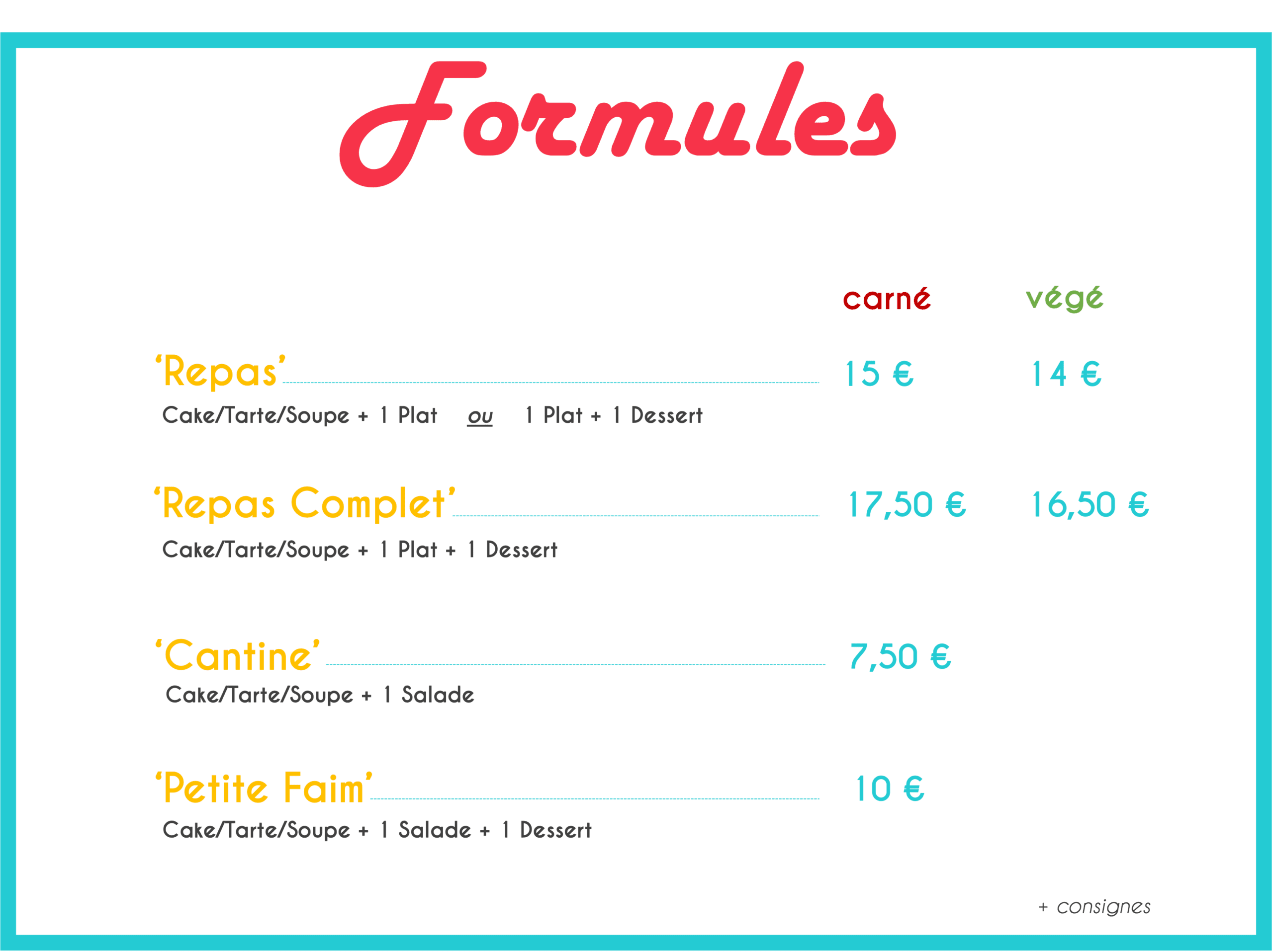 Formules - Formules repas veggie, barbecue, pique-nique...